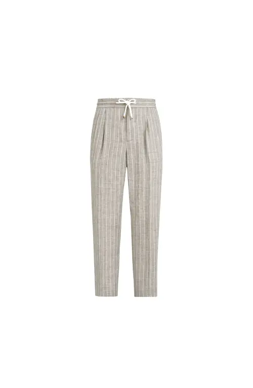 Brunello Cucinelli Pinstriped Twill Trousers - Brown