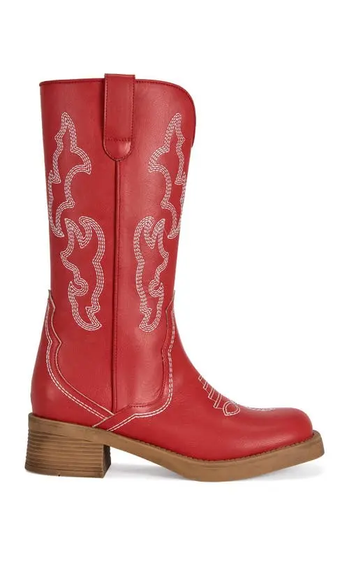 AZALEA WANG Mariana Flat Boot - Red