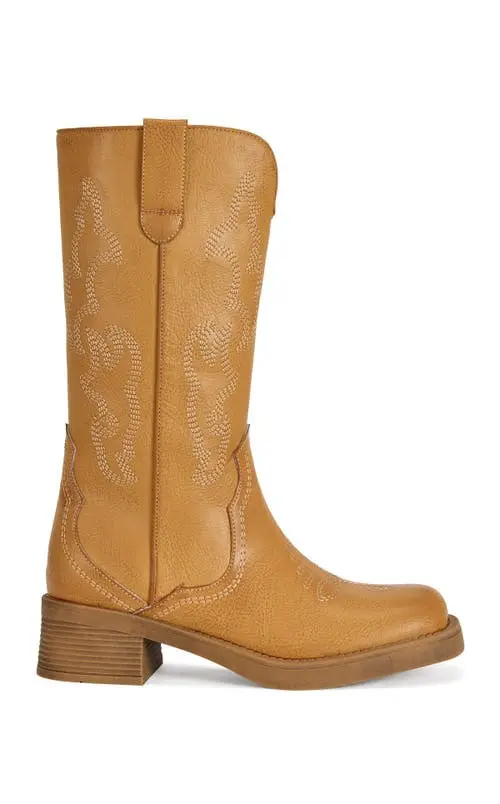 AZALEA WANG Mariana Flat Boot - Tan