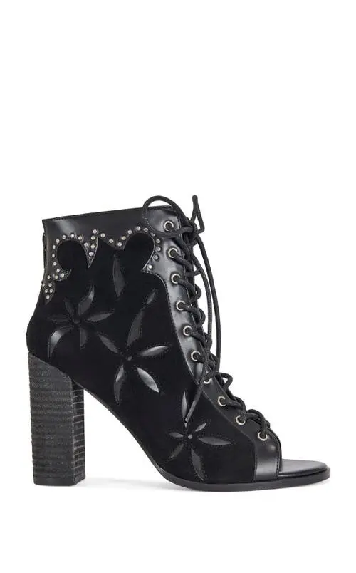 AZALEA WANG Mirona Peep-toe Lace-up Booties - Black
