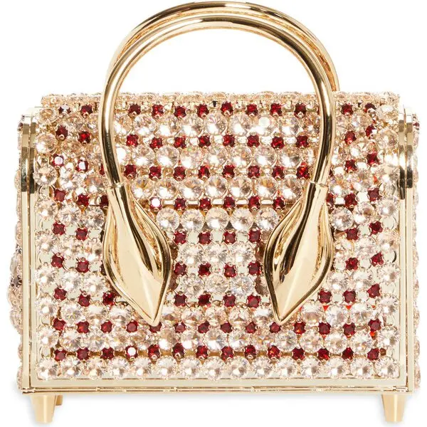 CHRISTIAN LOUBOUTIN Crystal Mesh Top Handle Bag - Suzuran/loubi