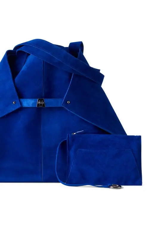 Akris Medium Ai Suede Convertible Shoulder Tote - Ocean