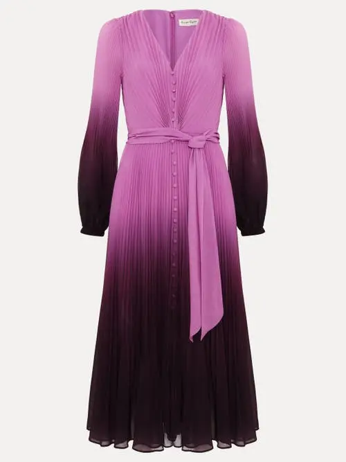 PHASE EIGHT Mira Ombre Tie Waist Midi Dress - Purple