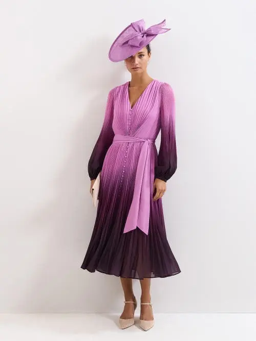 PHASE EIGHT Mira Ombre Tie Waist Midi Dress - Purple