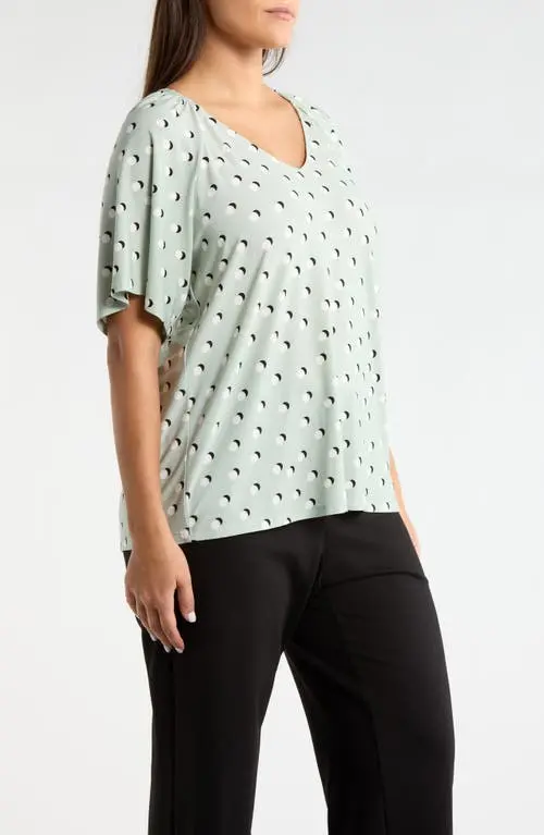 Anne Klein Dot Print V-neck Top