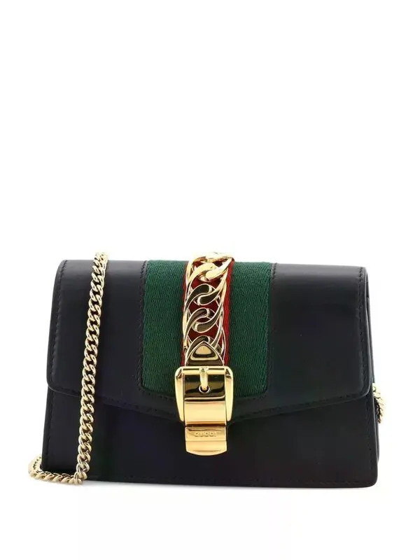 Gucci Sylvie Chain Super Mini Crossbody Bag - Black