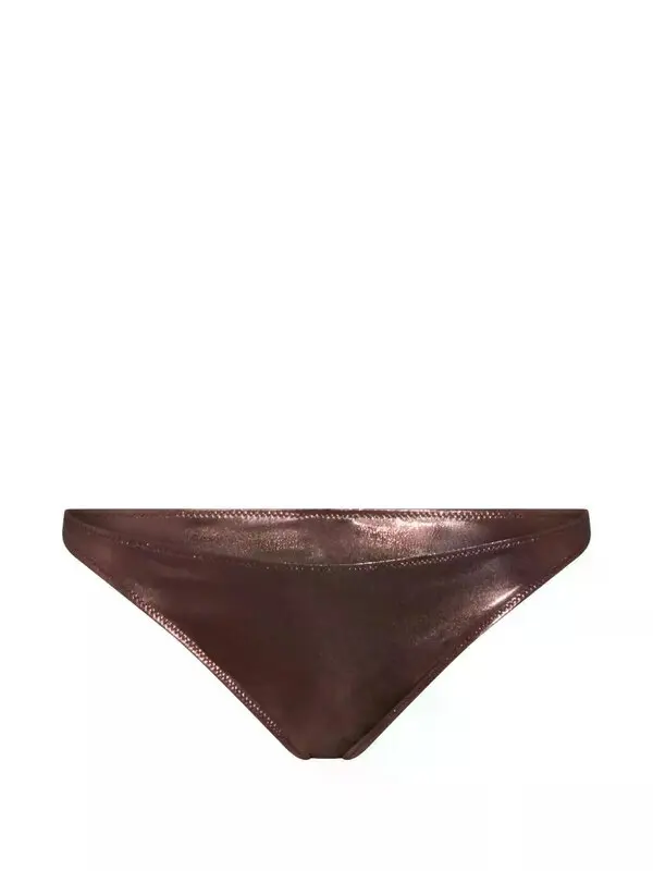 Blumarine Metallic-effect Bikini Bottom - Brown