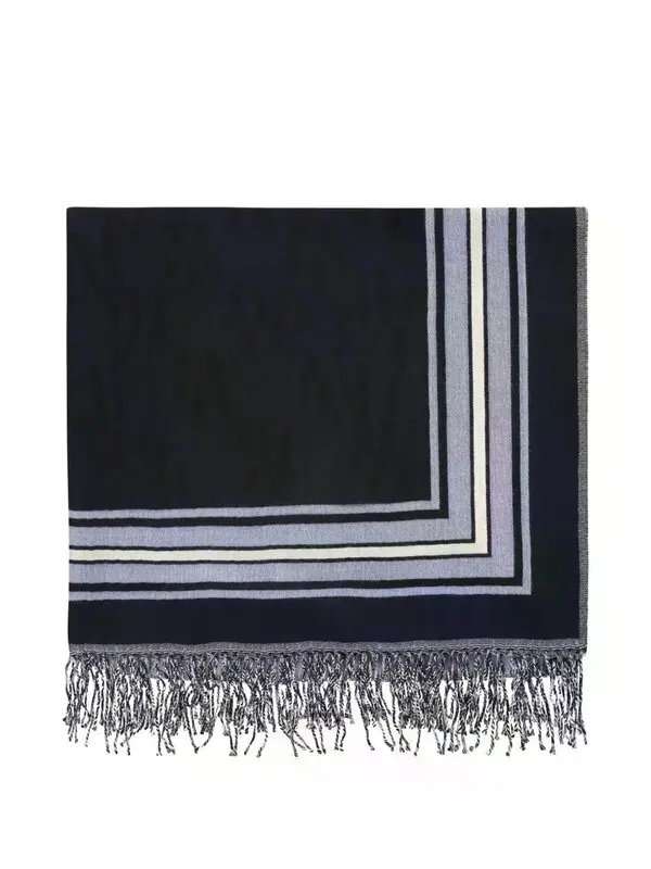 MOORER Striped Trim Scarf - Blue
