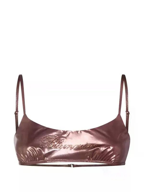 Blumarine Logo-detail Bikini Top - Brown