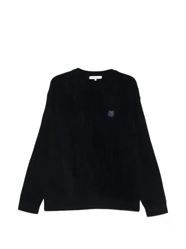 Maison Kitsuné Fox-patch Crew-neck Sweater - Blue