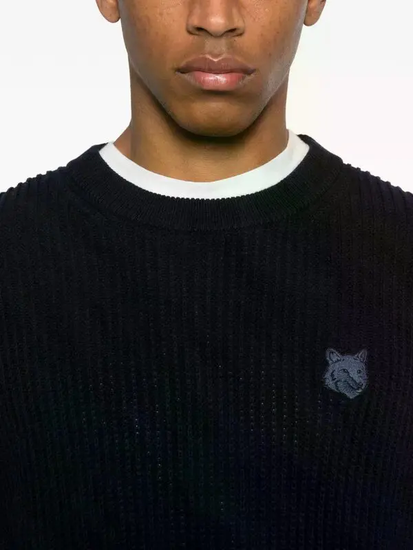 Maison Kitsuné Fox-patch Crew-neck Sweater - Blue