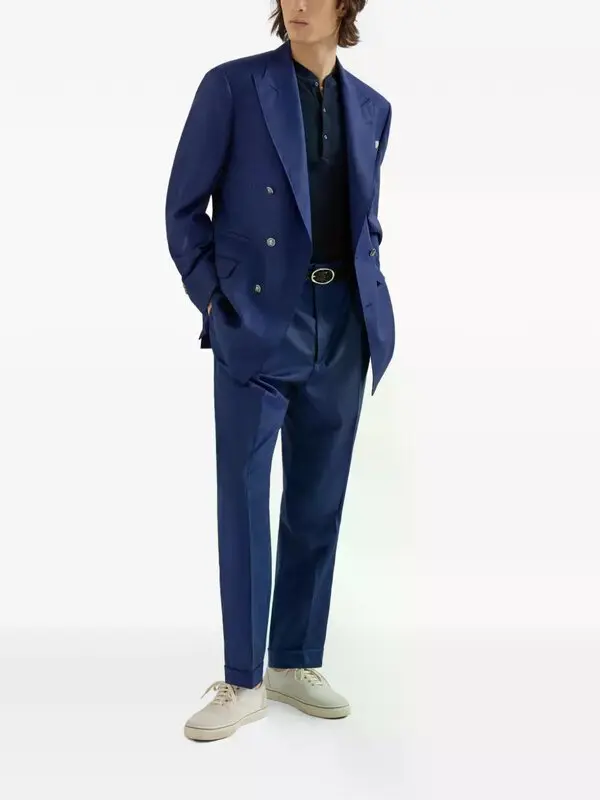 Brunello Cucinelli Chalk-stripe Pleated Trousers - Blue