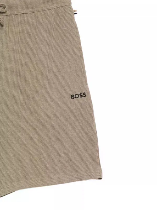 BOSS Logo-embroidered Waffle Shorts - Neutrals