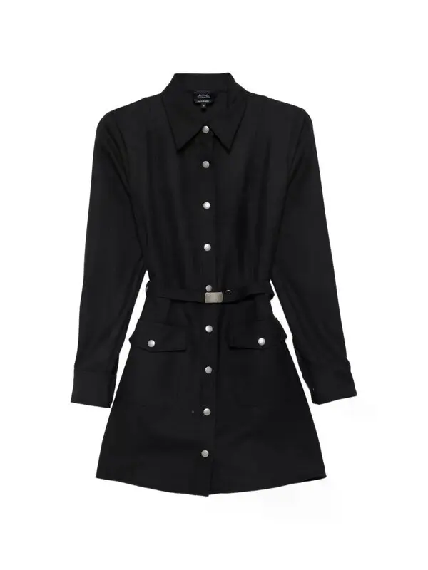 A.p.c. Buttoned Belted Mini Shirt Dress