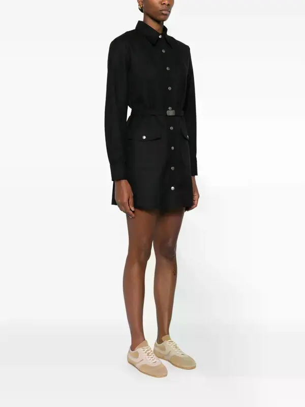 A.p.c. Buttoned Belted Mini Shirt Dress