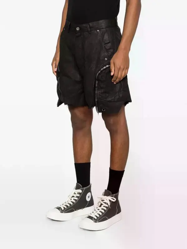 Rick Owens Bauhaus Frayed Shorts - Black