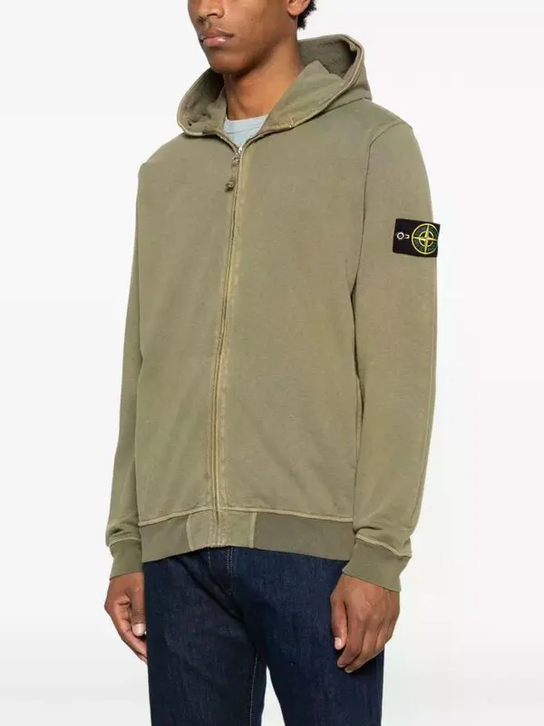 Stone Island Zipped Hoodie - Green