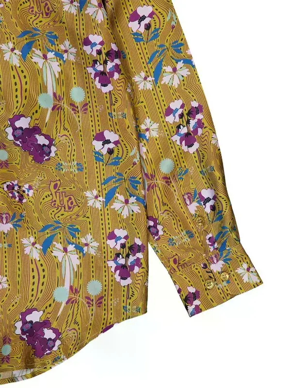 PAULA Floral-print Button-up Shirt - Yellow