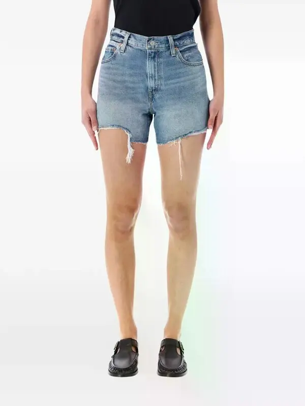 LEVI'S Ribcage Frayed Denim Shorts