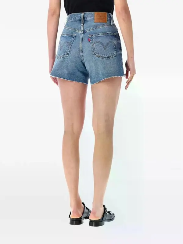 LEVI'S Ribcage Frayed Denim Shorts