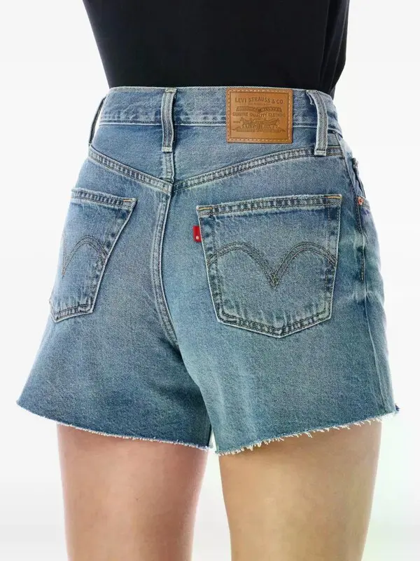 LEVI'S Ribcage Frayed Denim Shorts