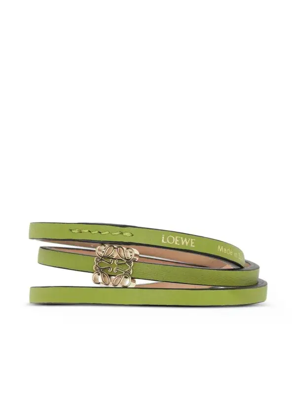 Loewe Anagram Leather Bracelet - Green