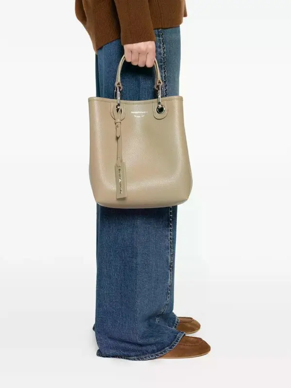 Emporio Armani Grained-leather Tote Bag - Neutrals