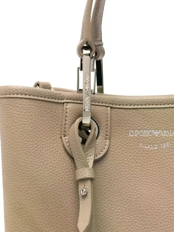 Emporio Armani Grained-leather Tote Bag - Neutrals