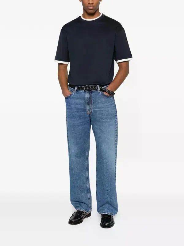 LARDINI Contrasting-trim T-shirt - Blue