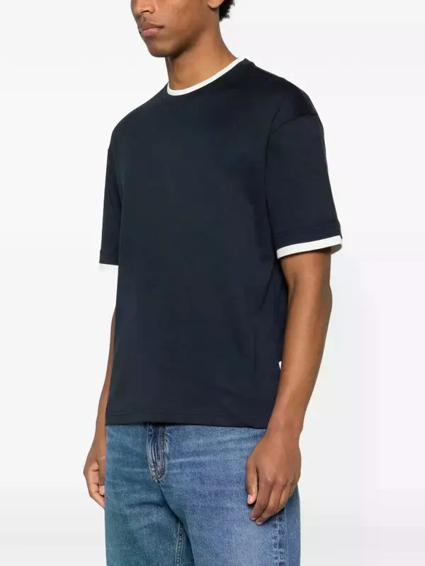 LARDINI Contrasting-trim T-shirt - Blue