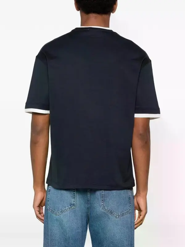 LARDINI Contrasting-trim T-shirt - Blue