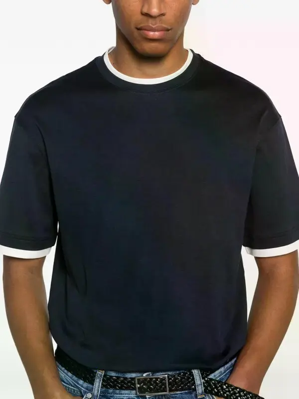 LARDINI Contrasting-trim T-shirt - Blue
