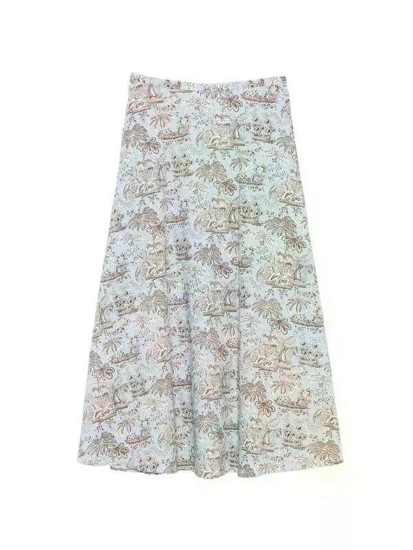 Staud Axel Printed Skirt - Blue