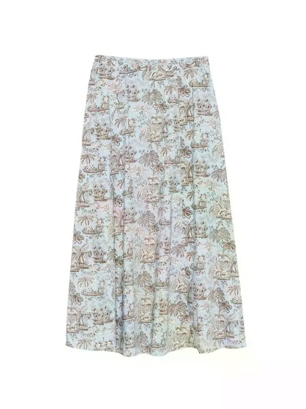 Staud Axel Printed Skirt - Blue