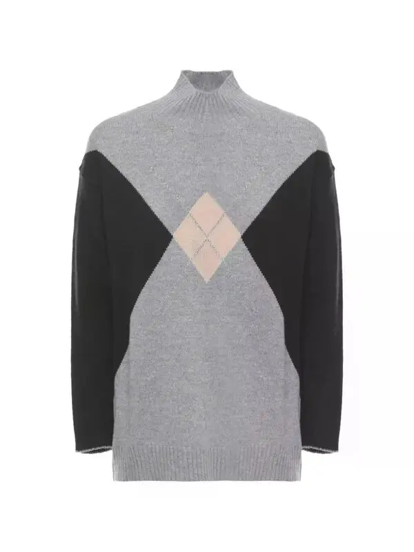 KANGRA Argyle Knit Turtleneck Sweater