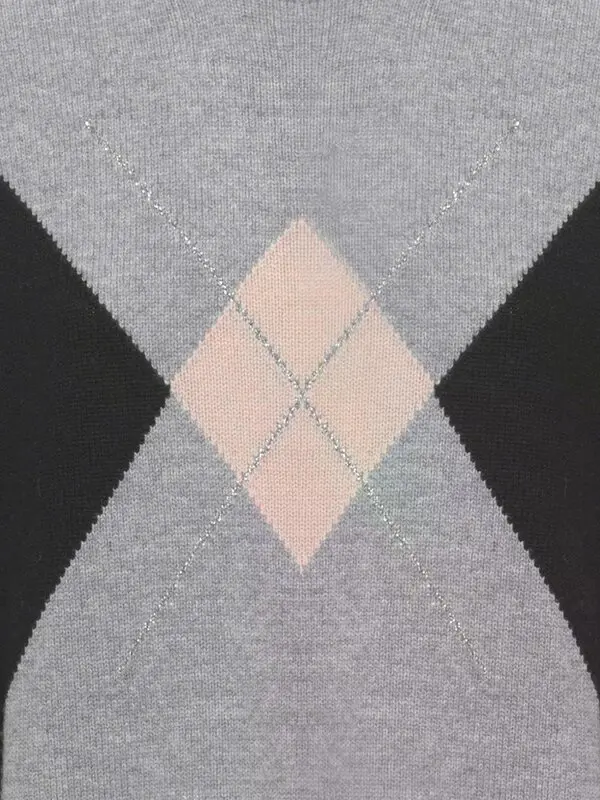 KANGRA Argyle Knit Turtleneck Sweater