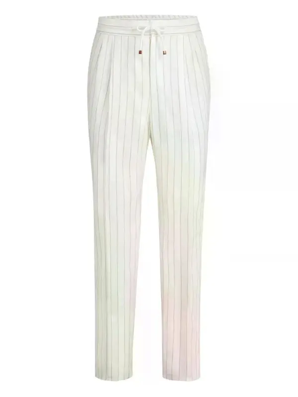 Brunello Cucinelli Stripe Drawstring Pleated Trousers - Neutrals
