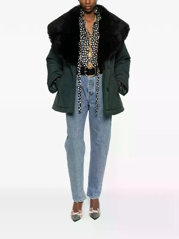 Chloé Belted Coat With Detachable Shearling Collar