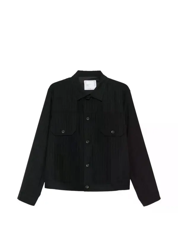 Sacai Pinstripe Front-pocket Shirt Jacket - Black