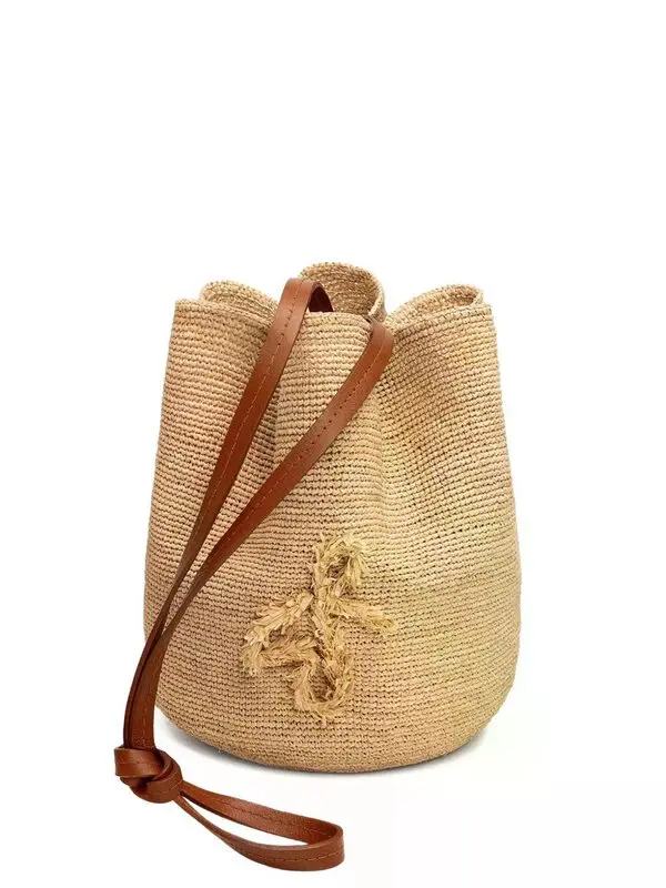 Ruslan Baginskiy Raffia Drawstring Shoulder Bag
