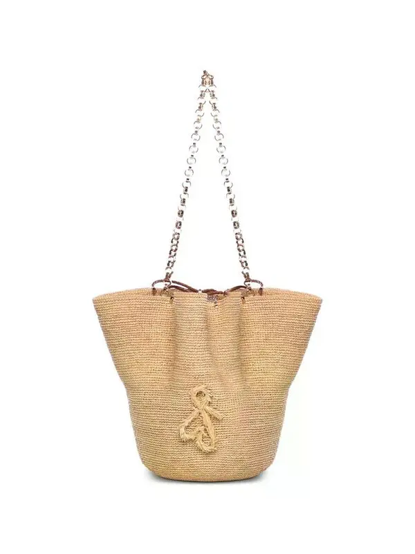 Ruslan Baginskiy Raffia Drawstring Shoulder Bag