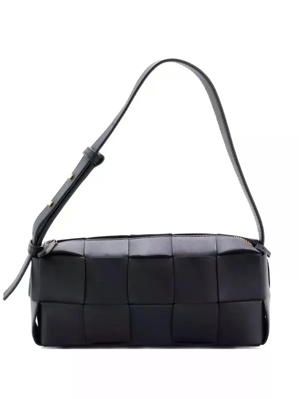Bottega Veneta Cassette Maxi Intrecciato Leather Small Shoulder Bag - Black