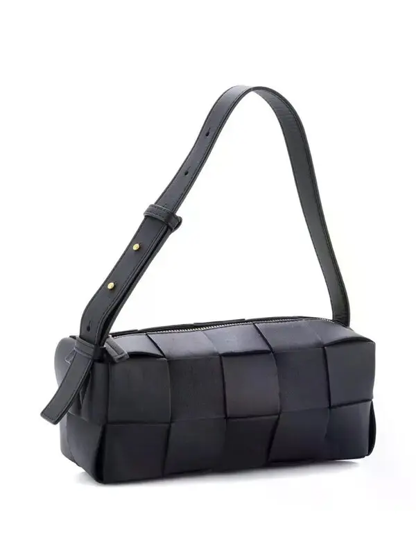 Bottega Veneta Cassette Maxi Intrecciato Leather Small Shoulder Bag - Black