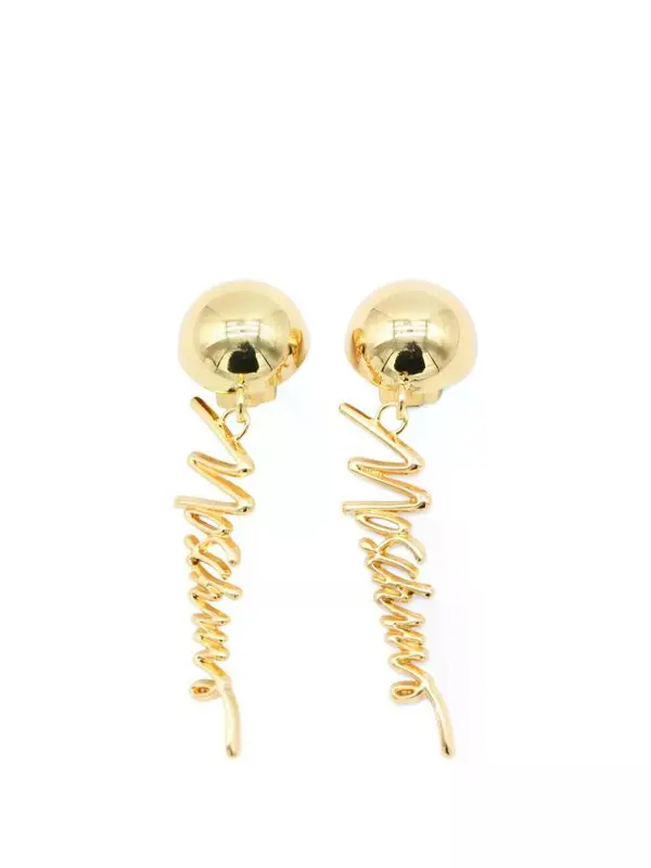 Moschino Logo-lettering Drop Earrings - Gold