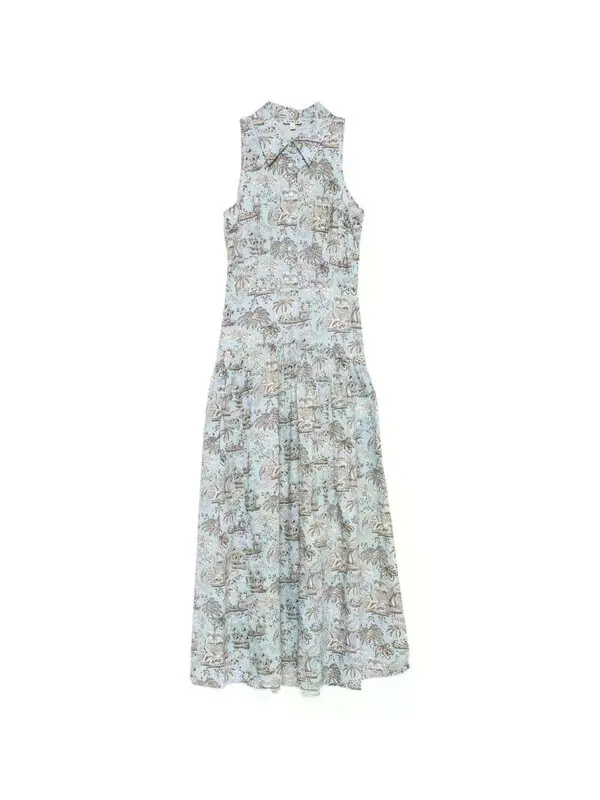 Staud Romy Polo-collar Maxi Dress - Blue