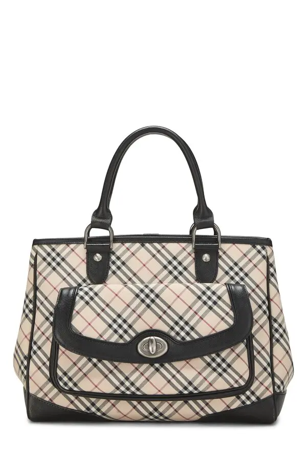 Burberry House Check Jacquard Turnlock Handbag - Black