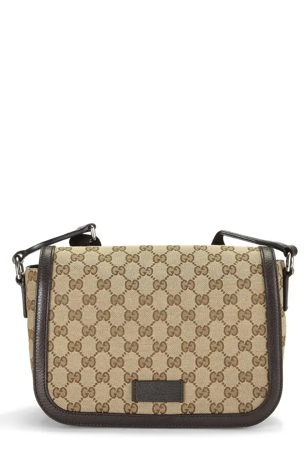 Gucci Original Gg Magnetic Flap Messenger - Brown