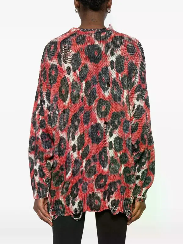 R13 Leopard-print Distressed Sweater