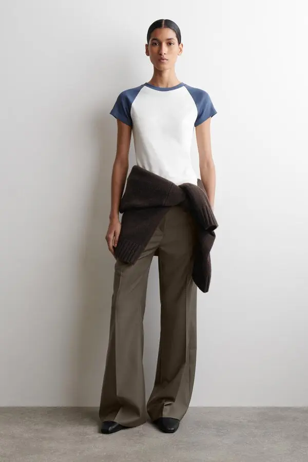 Cos Slim Cotton T-shirt With Raglan Sleeves