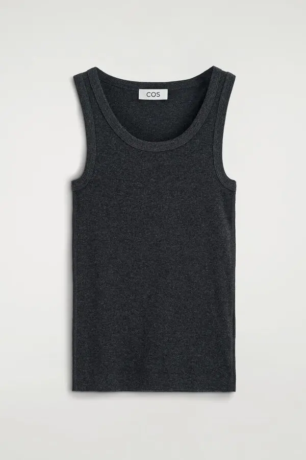 Cos Ribbed Organic Cotton Tank Top - Gray